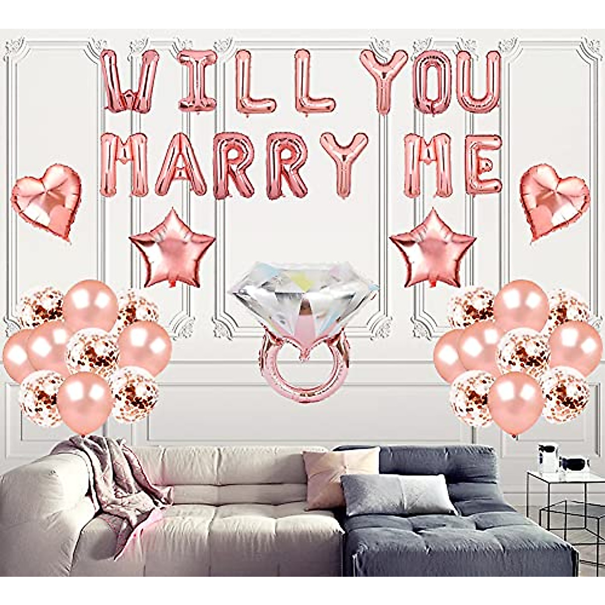 BTXLHAOHE Rose Gold Will You Marry Me Decorations Marry Me Balloons Will You Marry Me Letter Balloons Marriage Proposal Ideas Decorations Supplies