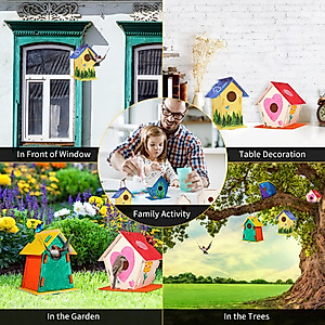 ILHSTY 18 Pack Large Paintable DIY Wooden Bird Houses Kits for Kids, Kids Crafts Wood Houses for Crafts Class Parties Birthday, DIY Crafts and Art Birdhouse Kits for Children to Build and Design（18）
