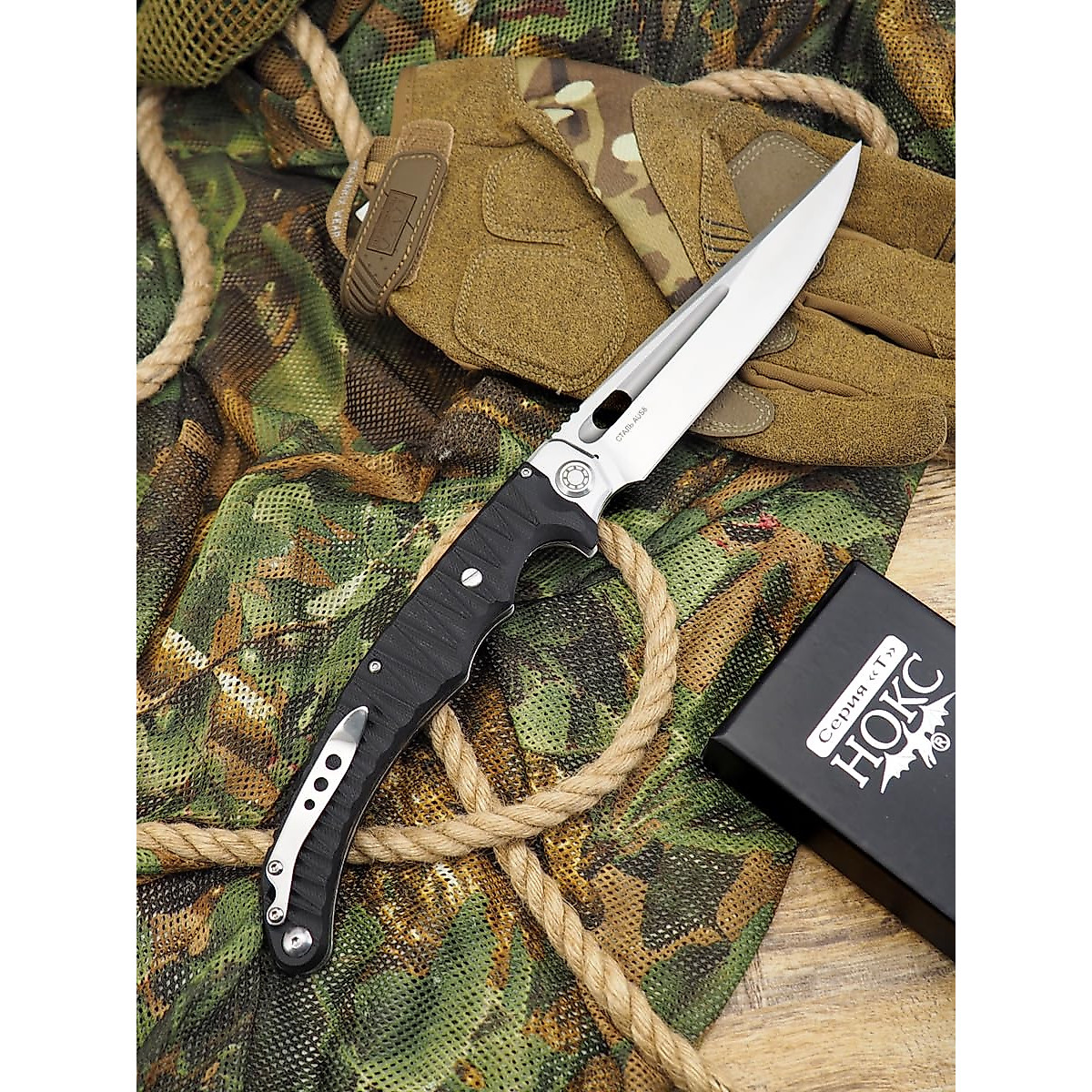 HOKC Avatar-M | 334-189404 | Pocket Knife, EDC Knife by Official Dealer - Designed by Russian Master Aleksander Biryukov - Liner Lock, G10 Handle, Innovative Opening Mechanism, Ball Bearing Pivot, Comfortable Pocket Clip, Long and Durable AUS8 Stainless S