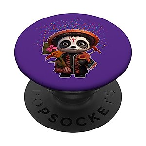 Cute Baby Panda Sugar Skull Dia de los Muertos Calaverita PopSockets Swappable PopGrip