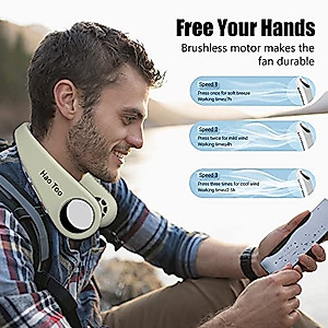 HAO TOO Portable Neck Fan, Wearable Air Conditioner, USB Charging, Hanging Neck Headset Design, 360° Rotation, 3 Levels Adjustable, Suitable For Travel, Sports, Office