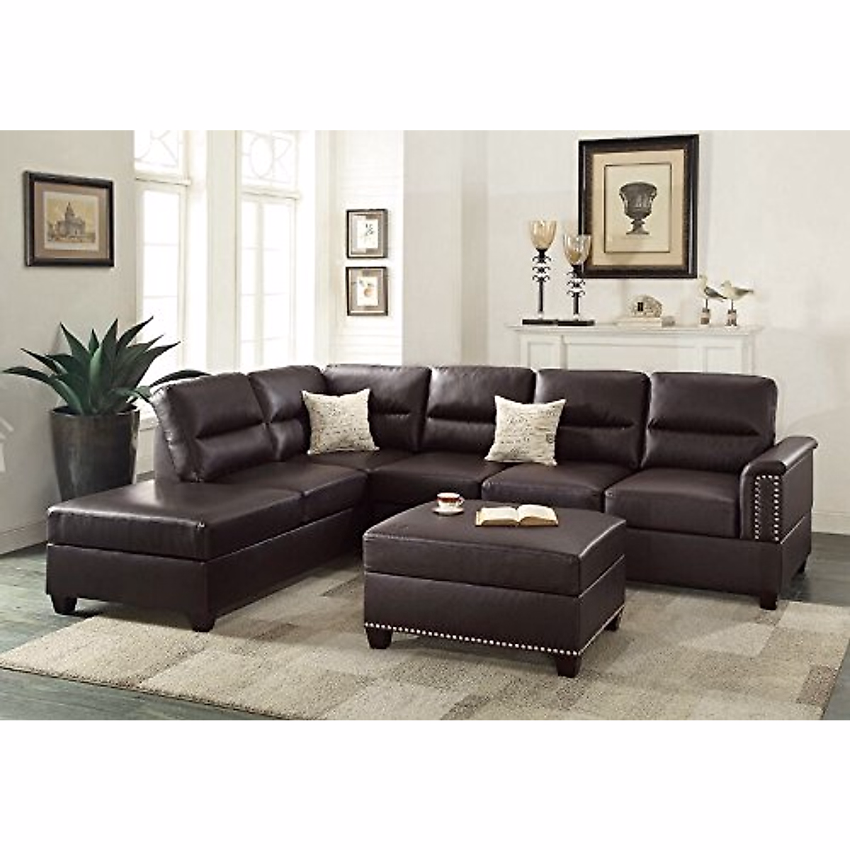Poundex Upholstered Sofas/Sectionals/Armchairs, Espresso
