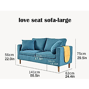 Sofa Couch Loveseat Sofa Chair Cotton and Linen Fabric 2-Seater Sofa Modern Decor Furniture Love Seat Couch with 2 Throw Pillows for Living Room Bedroom Office and Small Space