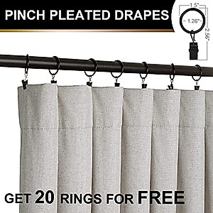 100% Blackout Shield Linen Blackout Curtains 84 Inches Long 2 Panels Set, Clip Rings/Rod Pocket Blackout Curtains No Light, Black Out Curtains & Drapes for Bedroom, 50 inches Wide Each Panel, Beige