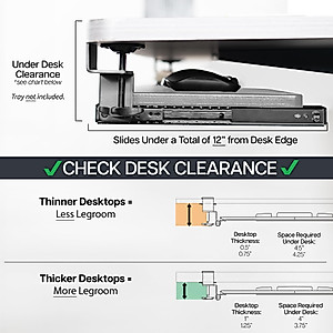 VIVO Clamp and 12 inch Rail Set for DIY Custom Wooden Keyboard Trays (Tray Not Included), Under Desk Pull Out Slider Track with Extra Sturdy C-clamp Mount System, White, MOUNT-RAIL02W