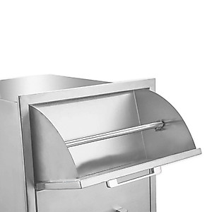 yuxiangBBQ Stainless Steel Outdoor Kitchen Drawers BBQ Drawers Double Access Drawer w/Paper Towel Holder Drawer Combo Flush Mount for Outdoor Kitchens Or BBQ Island(17" W x 30" H x 21" D)