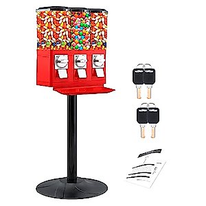 Vending Machines for Business Gumball Machine with Stand Candy Vending Machines Triple Pod Standing Dispenser for Commercial Use to Dispense Gumballs Candies Using Quarter with Removable Canisters