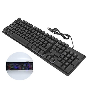 Gaming Keyboard,RGB Backlit Gaming Keyboard,104 Keys USB Wired Mechanical Keyboard,Water-Resistant Design with Drainage Holes,for Desktop,Computer,PC