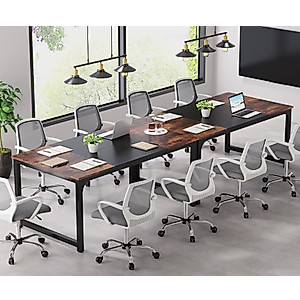 Tribesigns Conference Table, 6FT Meeting Seminar Table Rectangular Meeting Room Table, 70.8L x 31.5W x 29.5H, Rustic Brown/Black