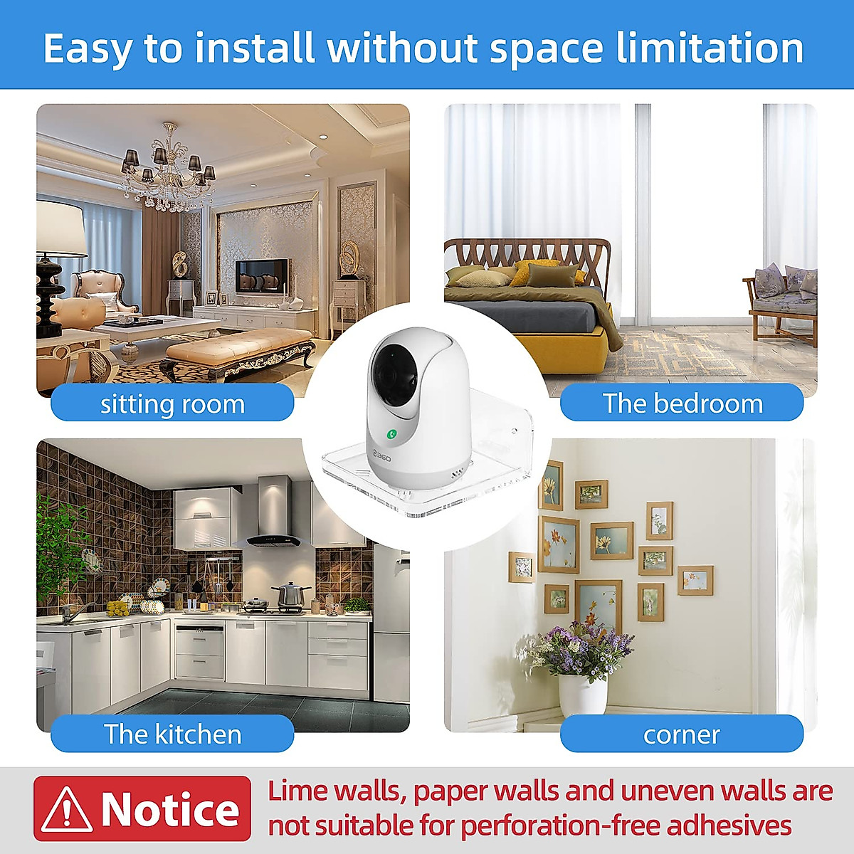 Wall Mount Floating Shelves for 2 Pcs Camera Mini Speaker Shelf Baby Monitor Wall Mount Shelf Other Small Items in Bedroom Bathroom Kitchen Living Room Clear Mini Shelf Flexible Use for Wall Space