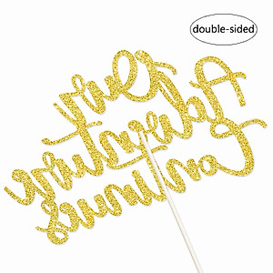 Glitter Gold Our Adventure Continues Cake Topper，Bridal Shower Cake Topper，Engagement Cake Topper，Wedding Anniversary Party Decor，Travel Themed Vow Renewal Decorartions