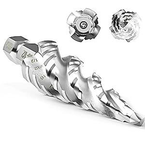 M35 Cobalt Step Drill Bit 1/8" - 1/2"（13 Sizes），Four Helical Flutes, 1/4" Hex Shank Drill.M35 Cobalt Step Drill Bit for Working Metal, Wood, Aluminum, Plastic, Great for DIYers