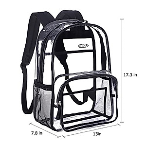 Conworld Large Heavy Duty Clear Backpack, Clear Bookbag Transparent Backpack for School Work Sports, Women Men Large Clear Backpack Black