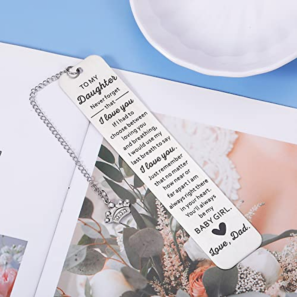 Christmas Gifts for Daughter from Dad Inspirational Bookmark for Teens Girl Birthday Christmas Presents from Father for Daughter in Law Stepdaughter Graduation Back to School Gifts for Her