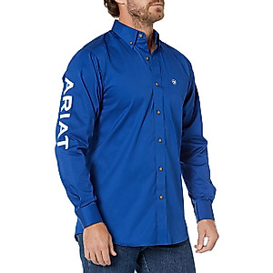 ARIAT Men's MNS Team Logo Twill FTD LS SHRT ULTM/WHT, Ultramarine/White, X-Large