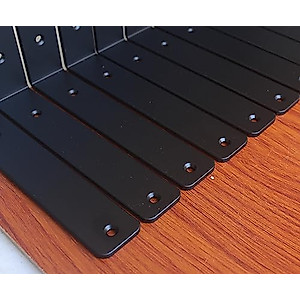 8 Pack - L 8" x H 6" x W 1.5", 5mm Thick Black L Shelf Bracket, Iron Shelf Brackets, Metal Shelf Bracket, Industrial Shelf Bracket Decorative Shelving, Shelf Supports with Screws