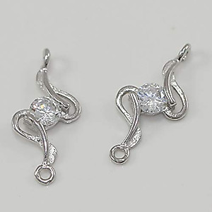 4pcs Adabele Authentic Sterling Silver 19mm Cubic Zirconia CZ Diamond Connector Jewelry Findings for for Earrings Bracelet Necklace Jewelry Making SS37