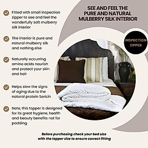 Silk Bedding Direct. Premium Pure Mulberry Silk-Filled Mattress Topper. Queen, 80" x 60". for Health, Hygiene and Beauty.