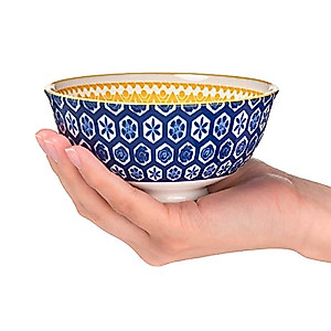 Annovero Ice Cream Bowls, Small Porcelain Serving Dish Set for Salad, Cereal, Dessert, Salsa, Side Dishes, Prep, Dipping, Rice, Sauce, Charcuterie Board, 10 Fluid Ounce Capacity, Set of 6 Ceramic Bowl