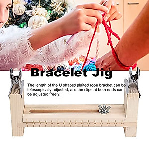 Cyrank Wooden Jig Bracelet Maker, Adjustable Paracord Jig Bracelet Maker U Shape Wooden Frame Bracelet Jig Kit DIY Wristband Rope Knot Braided Fixing Tools