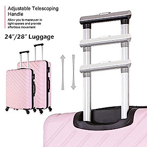Apelila 4 Piece Luggage Sets,Travel Suitcase Spinner Hardshell Lightweight w/Free Suitcase Cover& Hanger (4PC Pink)