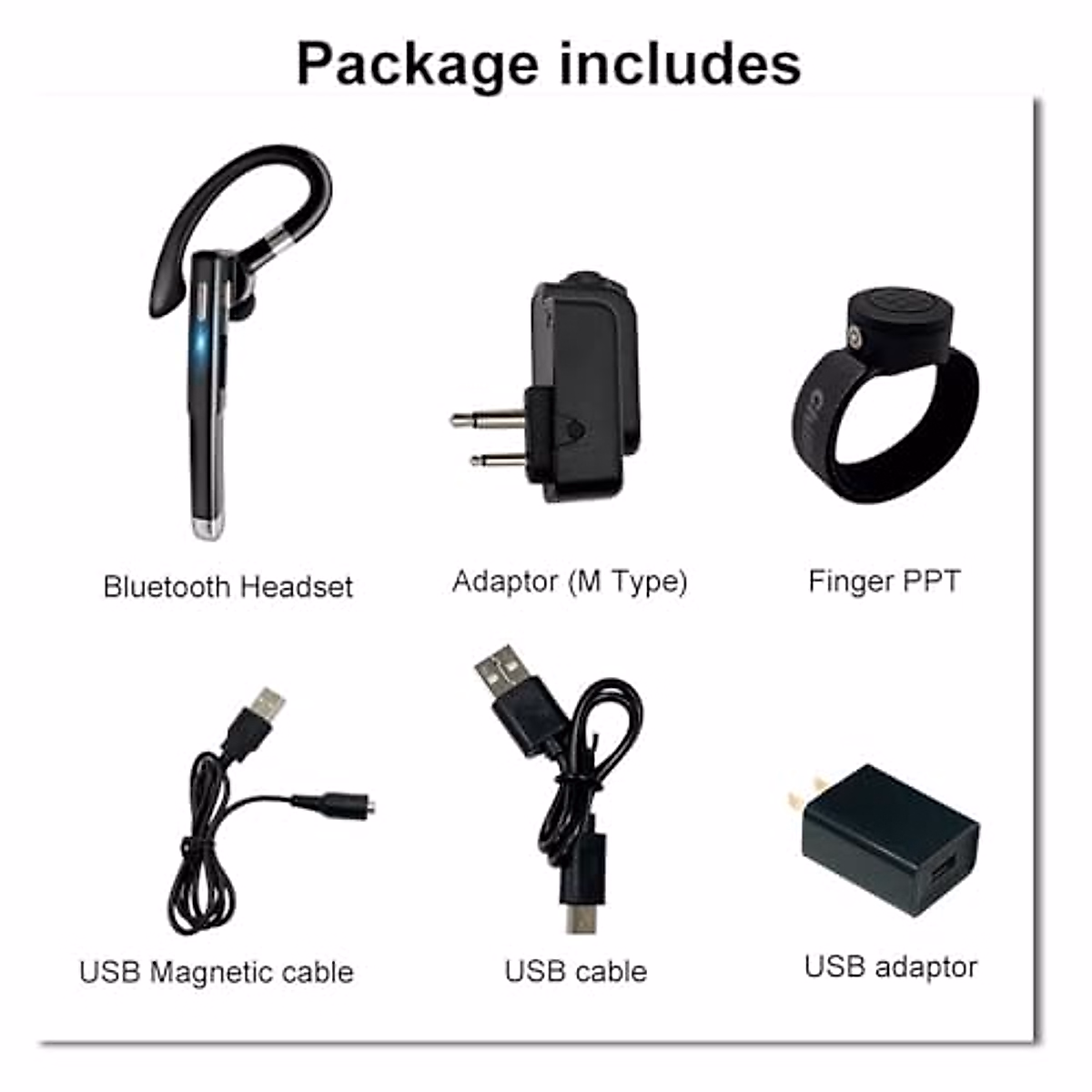 Walkie Talkie Bluetooth Headset PTT with Noise Cancelling Mic 2 Pin Wireless Earpiece Compatible with Motorola GP68 CP200 GP88 walkie talkies Radio HB-6A