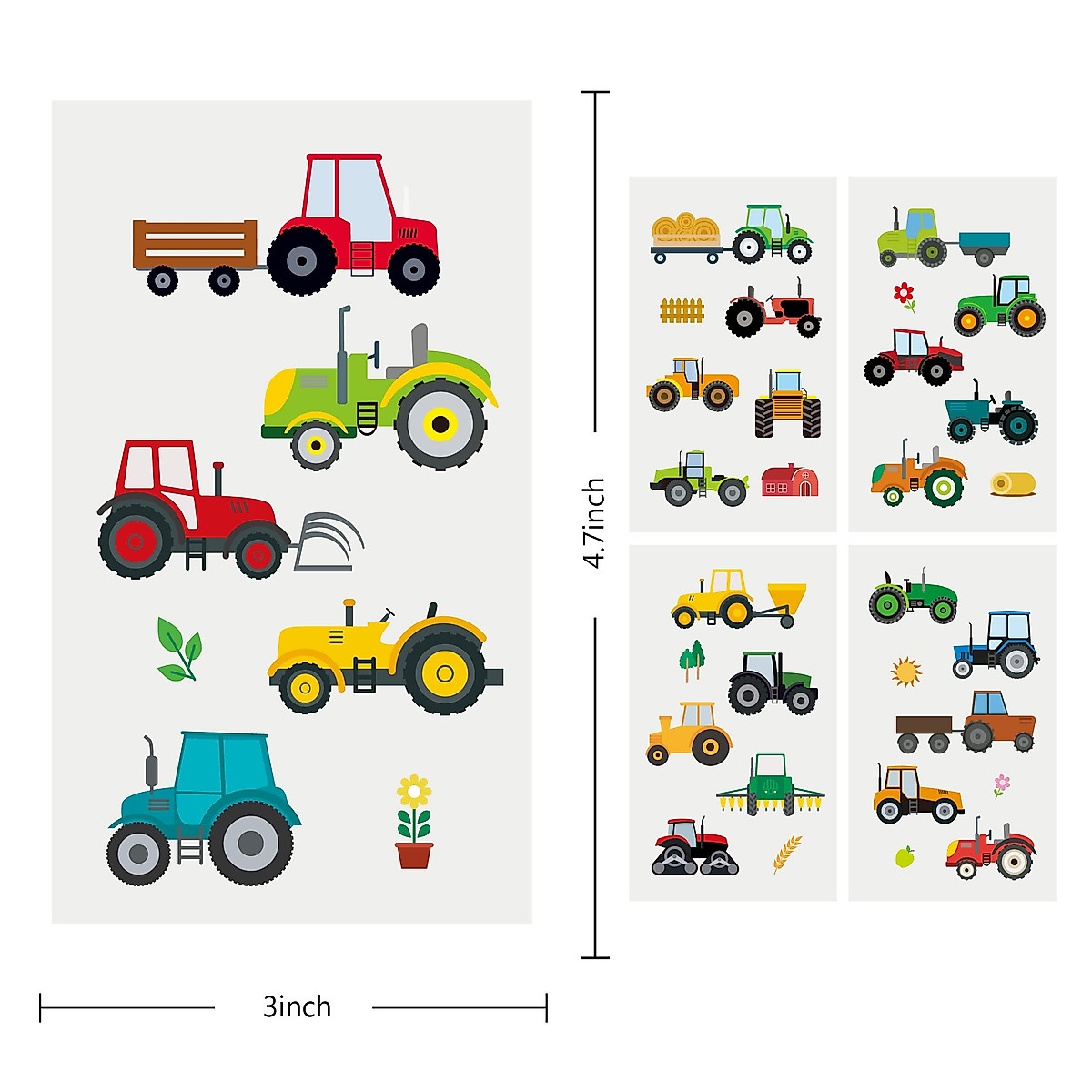 24 Sheets Tractor Temporary Tattoos, Birthday Decorations Tractor Party Favors