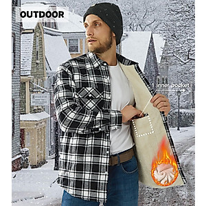 EKLENTSON Jacket for Men Fleece Flannel Plaid Jacket Casual Stylish Travel Coat Thermal Jacket Sherpa Coat Blue Grey 2XL