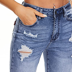 VIPONES Women Classic High Waisted Skinny Stretch Distressed Butt Lifting Jeans Slim Fit Denim Pants (149,12)
