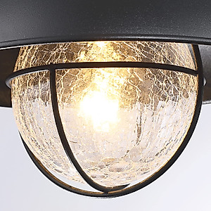 Untrammelife Rustic Outdoor Wall Light Fixture with Dusk to Dawn PIR Motion Sensor 2 Pack Matte Black Outdoor Wall Lantern Lamp with Crackle Glass Shade for Porch Barn Front Door, Bulbs Included