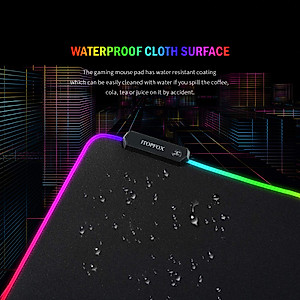 RGB Gaming Mouse Mat Pad - Large Extended Led Mousepad with 14 Lighting Modes 2 Brightness, Anti-Slip Rubber Base with Waterproof Coating Mouse Mat for Gamer 800×300×4mm/31.5×11.8×0.16 inch