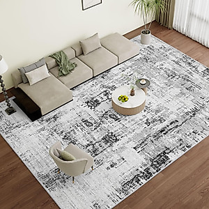 Vamcheer Washable Abstract Area Rug - Contemporary Style for Living Room, Bedroom, Kitchen - Machine Washable Rug for Living Room - Non-Shedding and Easy-Cleaning - Grey 5x7 ft