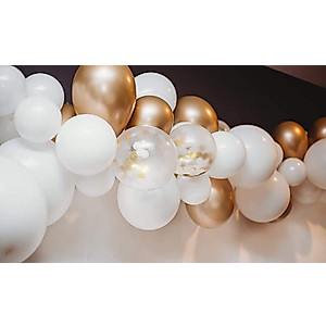White and Gold Balloon Garland Kit, 60PCS Balloon Garland Including White, Chrome Gold & Confetti Balloons Decorations Backdrop Ideal for Wedding Birthday Baby Shower Bridal Party Decorations