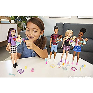 Barbie Skipper Babysitters Inc. Doll & Accessories Set with 9-in Brunette Doll, Baby Doll & 4 Storytelling Pieces for 3 to 7 Year Olds