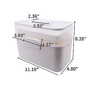 MC MEICHUANG Portable Clear Medicine Box Empty, Family First Aid Dispenser/Art & Crafts Case/Folding Tool Organizer/Multipurpose Storage Container 3-Layers Storage Bin for Family Emergency (White)