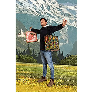 Blue Q Shopper - Flower Fest. Reusable grocery bag, sturdy, easy-to-clean, 15" h x 16" w x 6" d. Made from 95% recycled material.