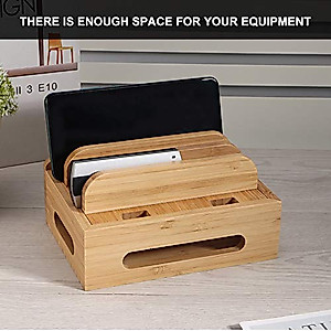 Okuyonic Remote Control Storage Box, Bamboo Storage Box Charging Storage Rack Easy Cleaning Premium Bamboo Material for Home for Storage for Woman