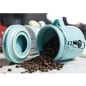 Foraineam 4-Piece Ceramic Canister Set Airtight Food Storage Container with Clamp Top Lid and Wooden Spoon