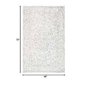 SAFAVIEH Trace Collection Accent Rug - 4' x 6', Ivory & Charcoal, Handmade Wool, Ideal for High Traffic Areas in Entryway, Living Room, Bedroom (TRC302H)