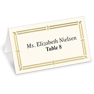 PaperDirect Cream Cover Stock Place Cards with Gold Foil Border, 100-Pack