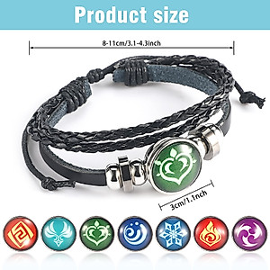 UTIEHD Genshin Impact Bracelet 7 Pack, Animne Element Luminous Bracelets Glow in Dark, God's Eye Time Gem Bracelet of Fire, Ice, Wind, Grass, Rock, Thunder, Water