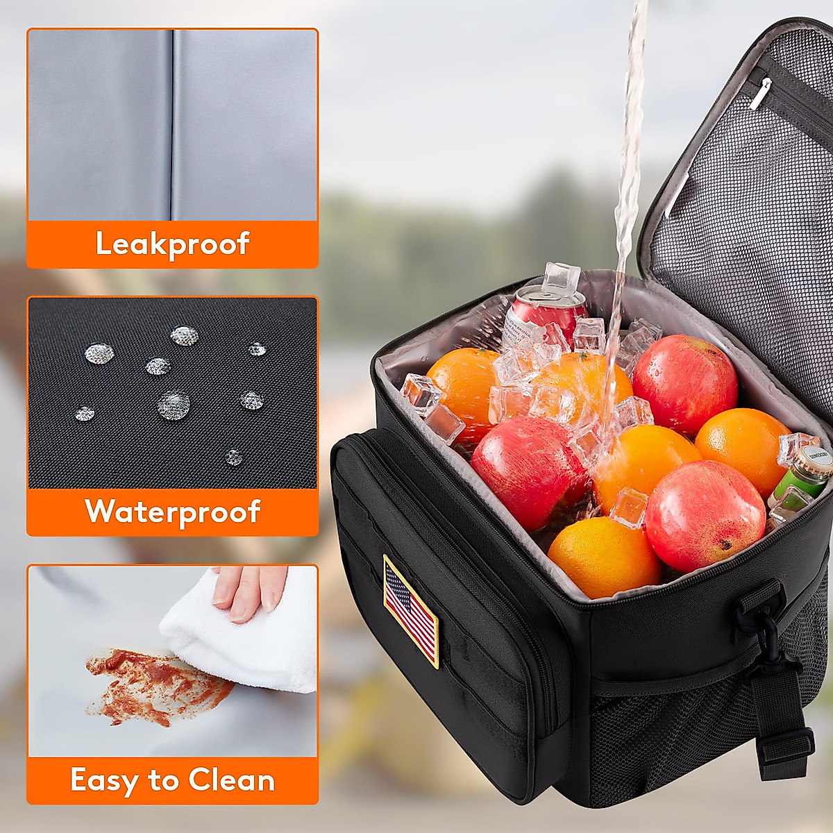 Lifewit Tactical Lunch Box for Men, Insulated Lunch Bag, 9L 12Can, Black