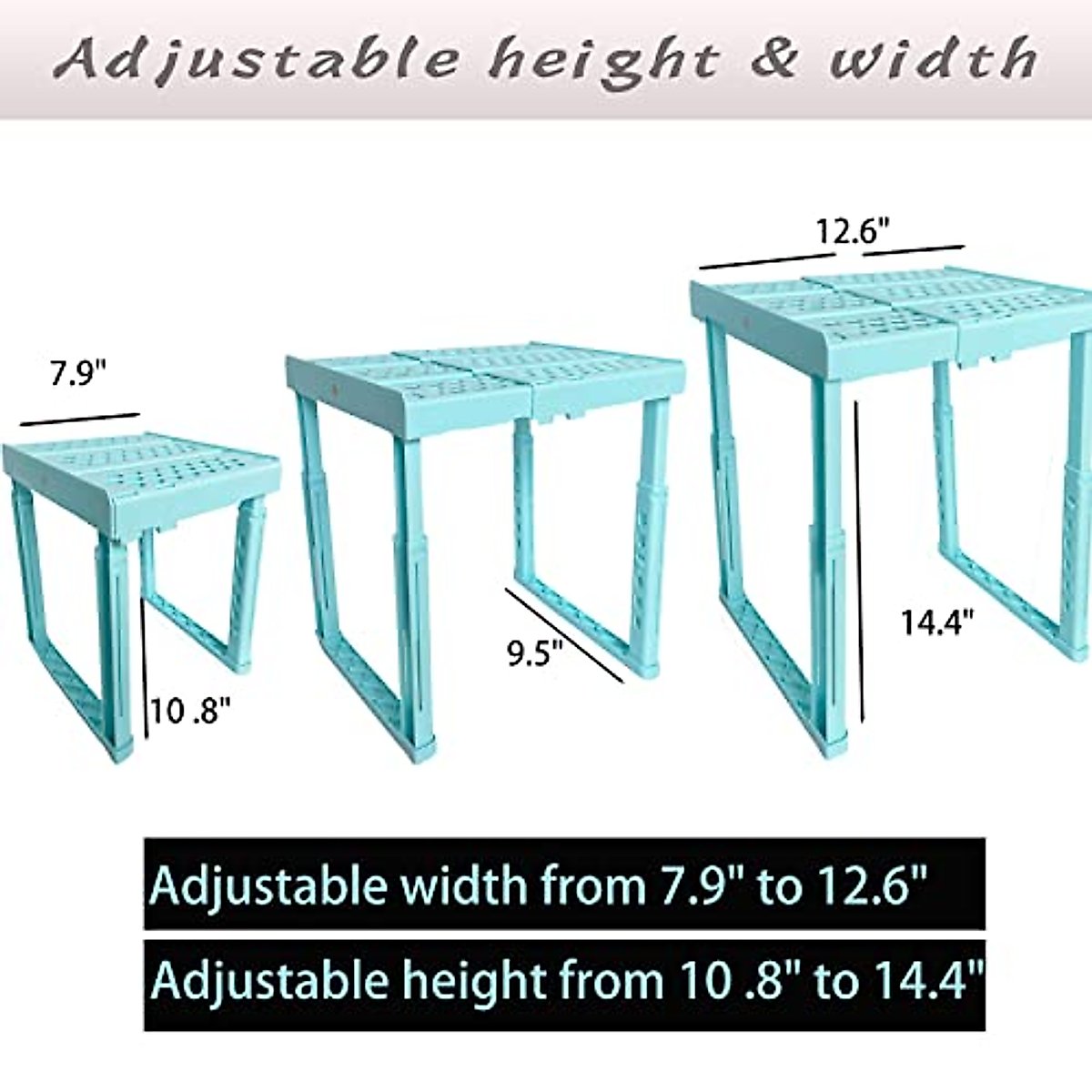 Adjustable Locker Shelf for School, Height and Width Adjustable Locker Organizer, Locker Stand Shelf for Work, Stackable Locker Tools for Gym Lockers, Office, Back to School Essentials, Mint Blue