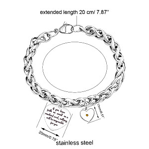 Cool Stainless Chunky Thick Large Link Chain Bracelet with Faith Mustard Seed Charm for Men Women Length 7.9" * Width 8mm (8mm-Heart Charm)