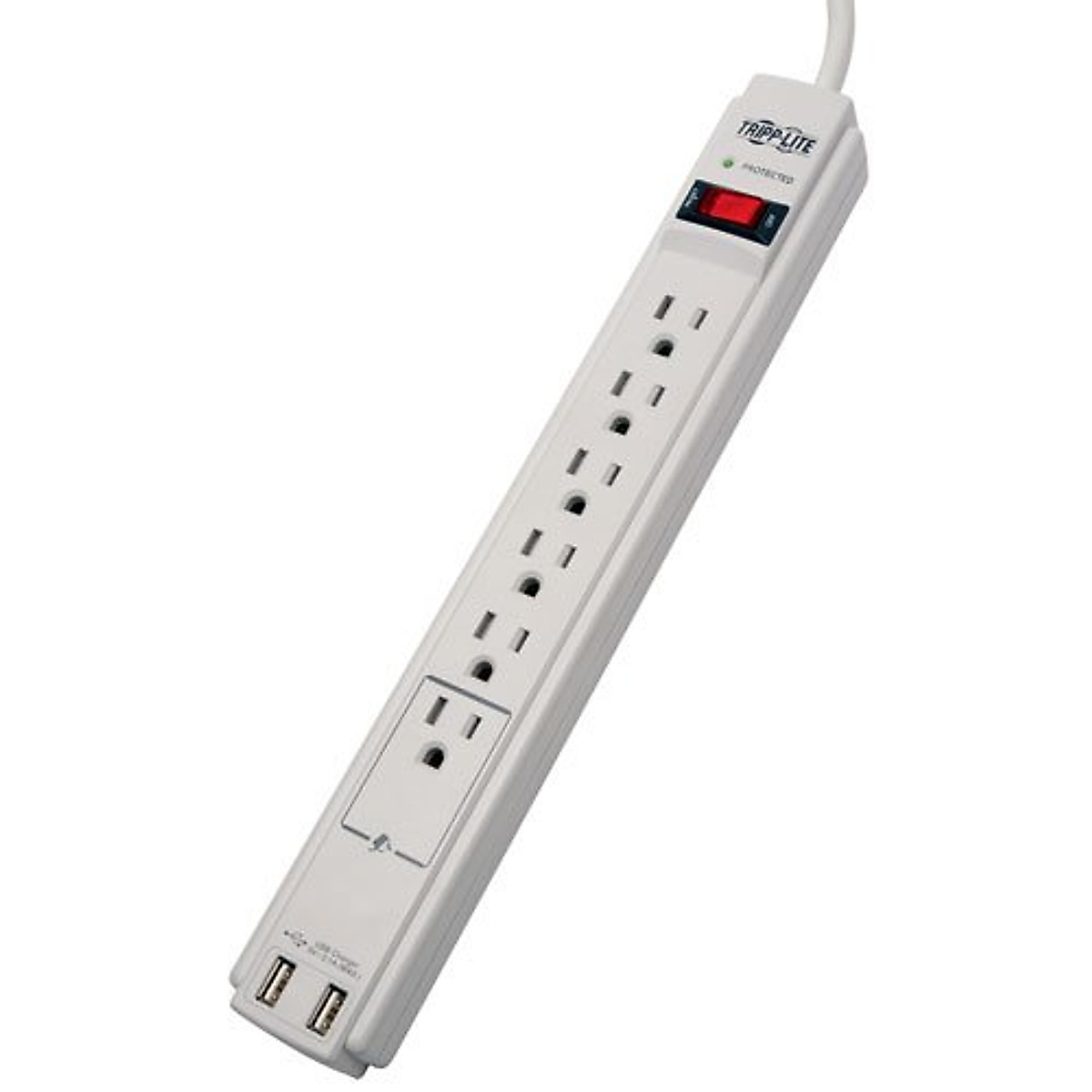 Tripp Lite 6 Outlet Surge Protector Power Strip 6ft Cord 990 Joules Dual USB Charging LED & INSURANCE (TLP606USB)