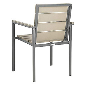 SAFAVIEH Outdoor Collection Beldan Distressed Taupe Stackable Chair (Set of 2)