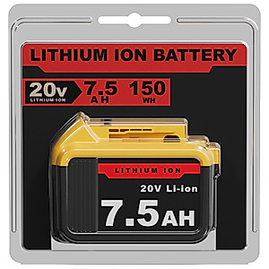 20V 7.5Ah Battery Replacement for Dewalt 20V MAX XR Battery, Compatible wiht DCB205 DCB206 DCB204 DCB203 DCB208, used for DeWalt 20V Cordless Power Tools, 1 Pack