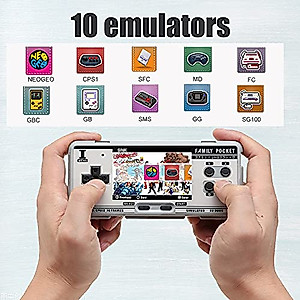 FAMILY POCKET Handheld Game Console Emulator Console, HD AV Output, 3.0-inch HD Screen, with 16g TF Card, 5000 Classic Games, Adult and Children Portable Video Game Console Gifts (Grey)