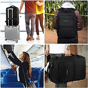 Vancropak Travel Backpack, 40L Flight Approved Carry On Backpack for Men & Women, Expandable Large Luggage Backpack Daypack Water Resistant Lightweight Business Weekender Bag, Black