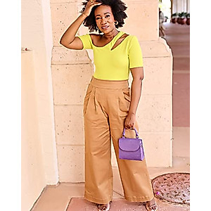 The Drop Women's Sulphur Spring Asymmetric Neckline Knit Top by @kass_stylz, 3X, Plus Size